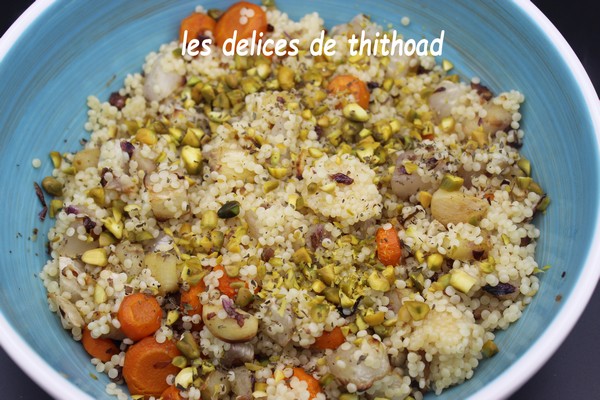 perles de couscous aux racines grillées, pistaches et menthe | Les ...